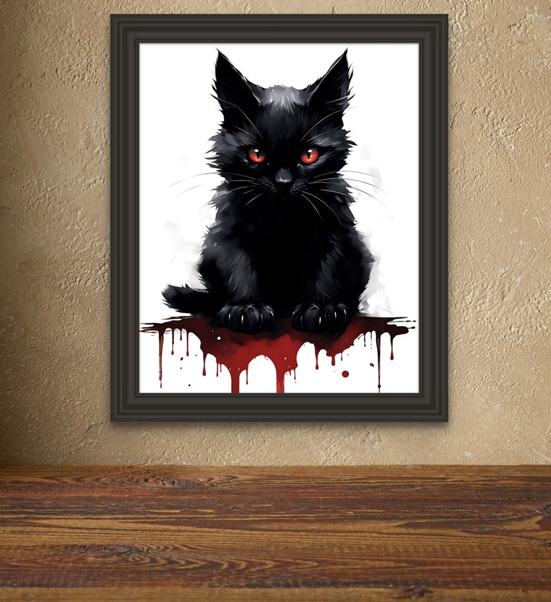 Scary Kitten Halloween Art, demon Kitty Evil, Cute Scary Cat, Halloween ...