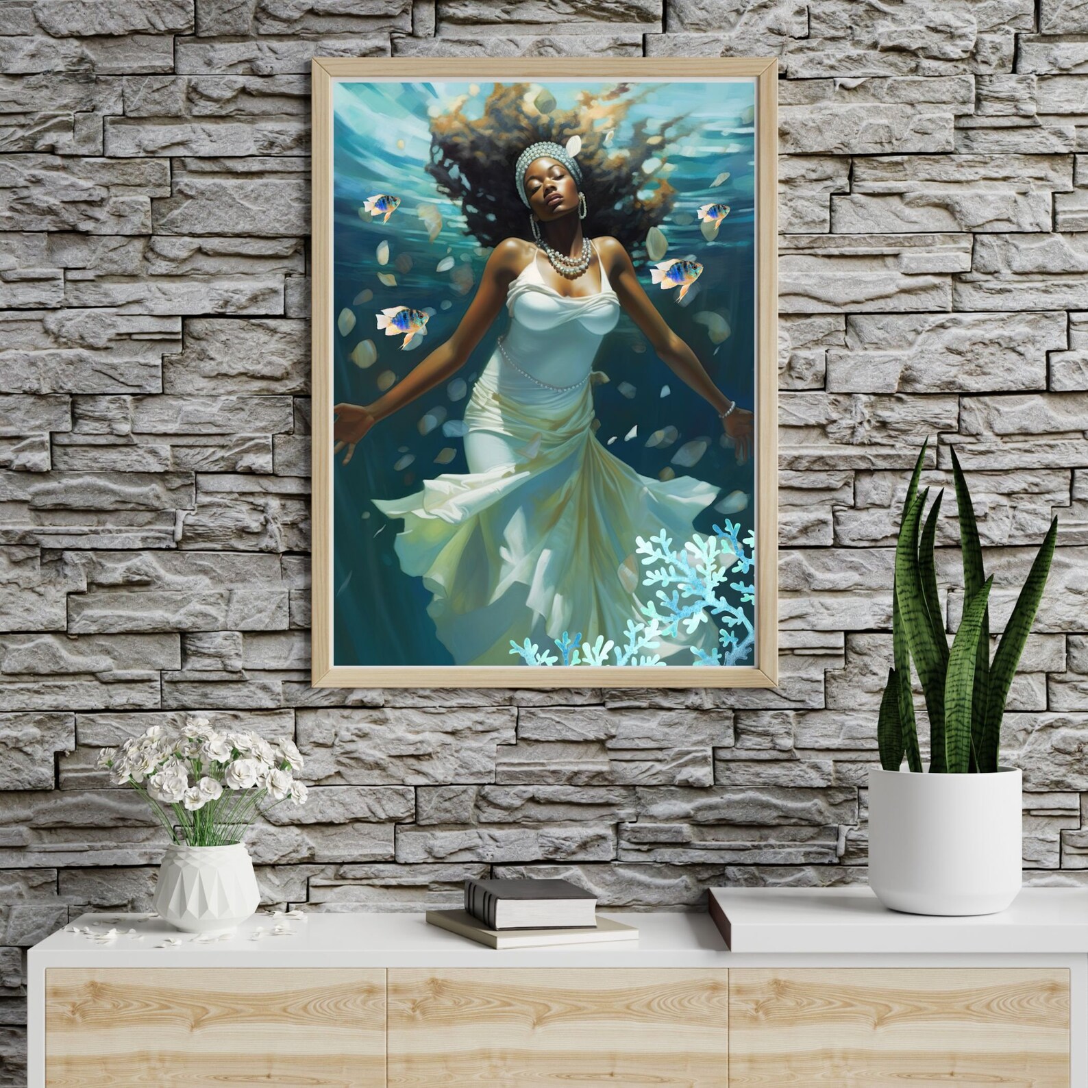 Orisha Yemaya V.2, African Orisha Art, Yemoja, River, Ocean Goddess Art ...