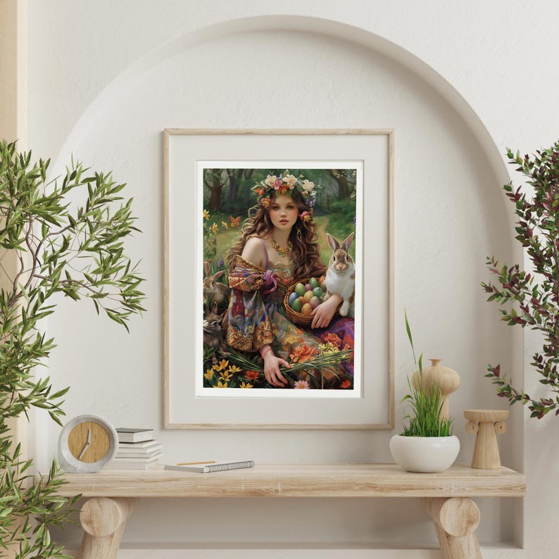 Goddess Ostara Spring Equinox Art Print: Pagan Easter Decor (digital ...