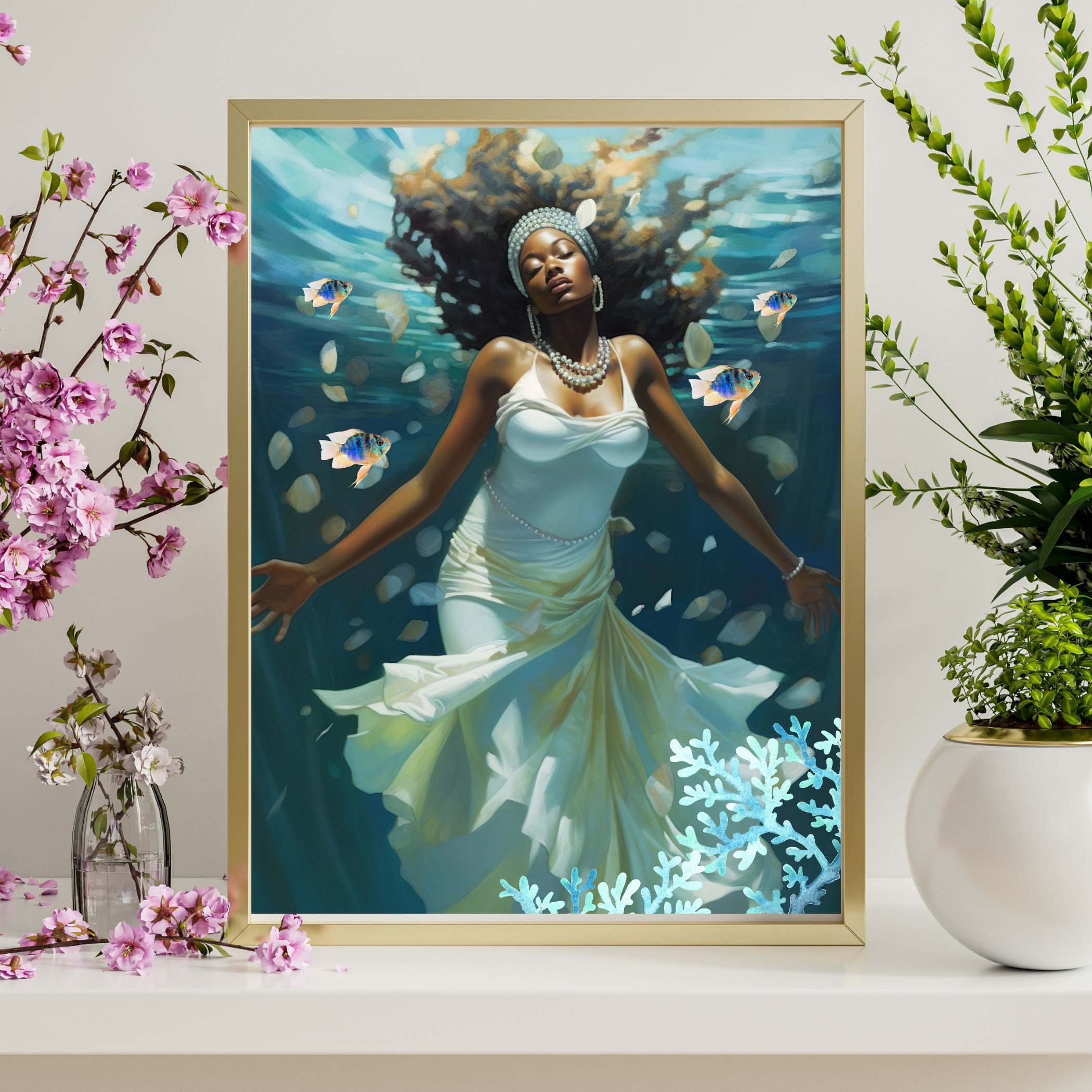 Orisha Yemaya V.2, African Orisha Art, Yemoja, River, Ocean Goddess Art ...
