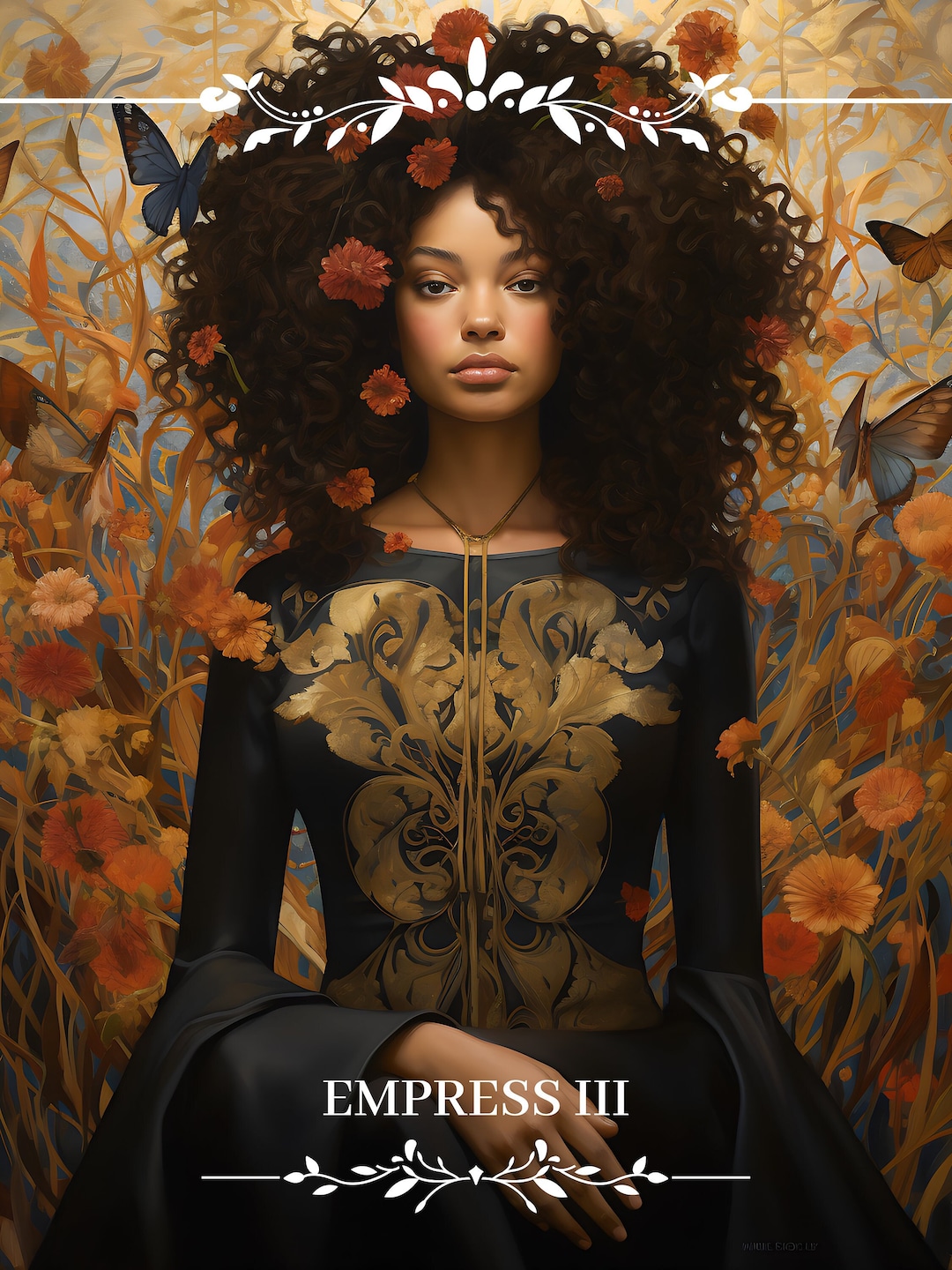 Empress Tarot Card Art Print, Tarot Art Printables, Mystical Black ...