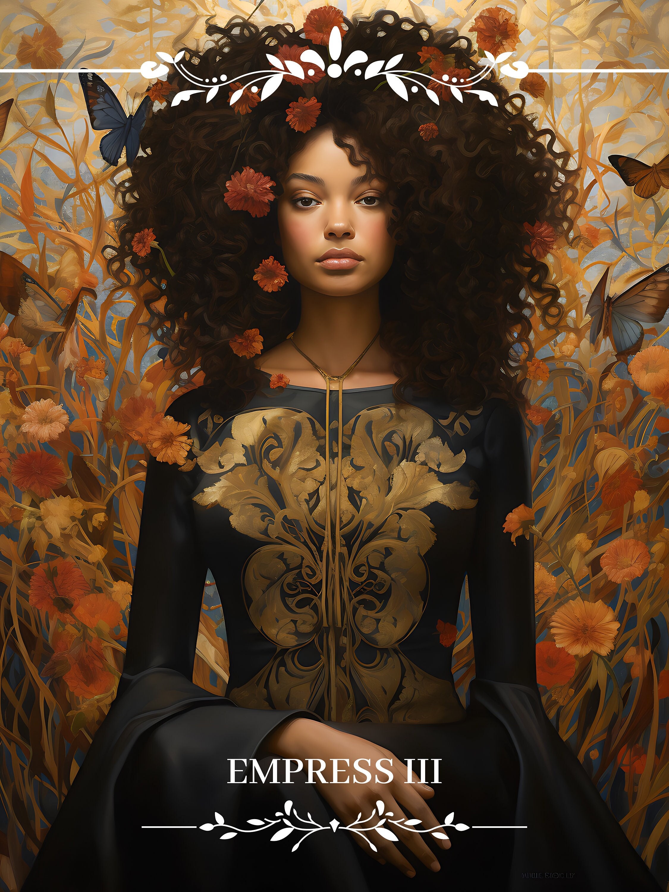 Empress Tarot Card Art Print, Tarot Art Printables, Mystical Black Woman Decor, Witchy Wall Art ...