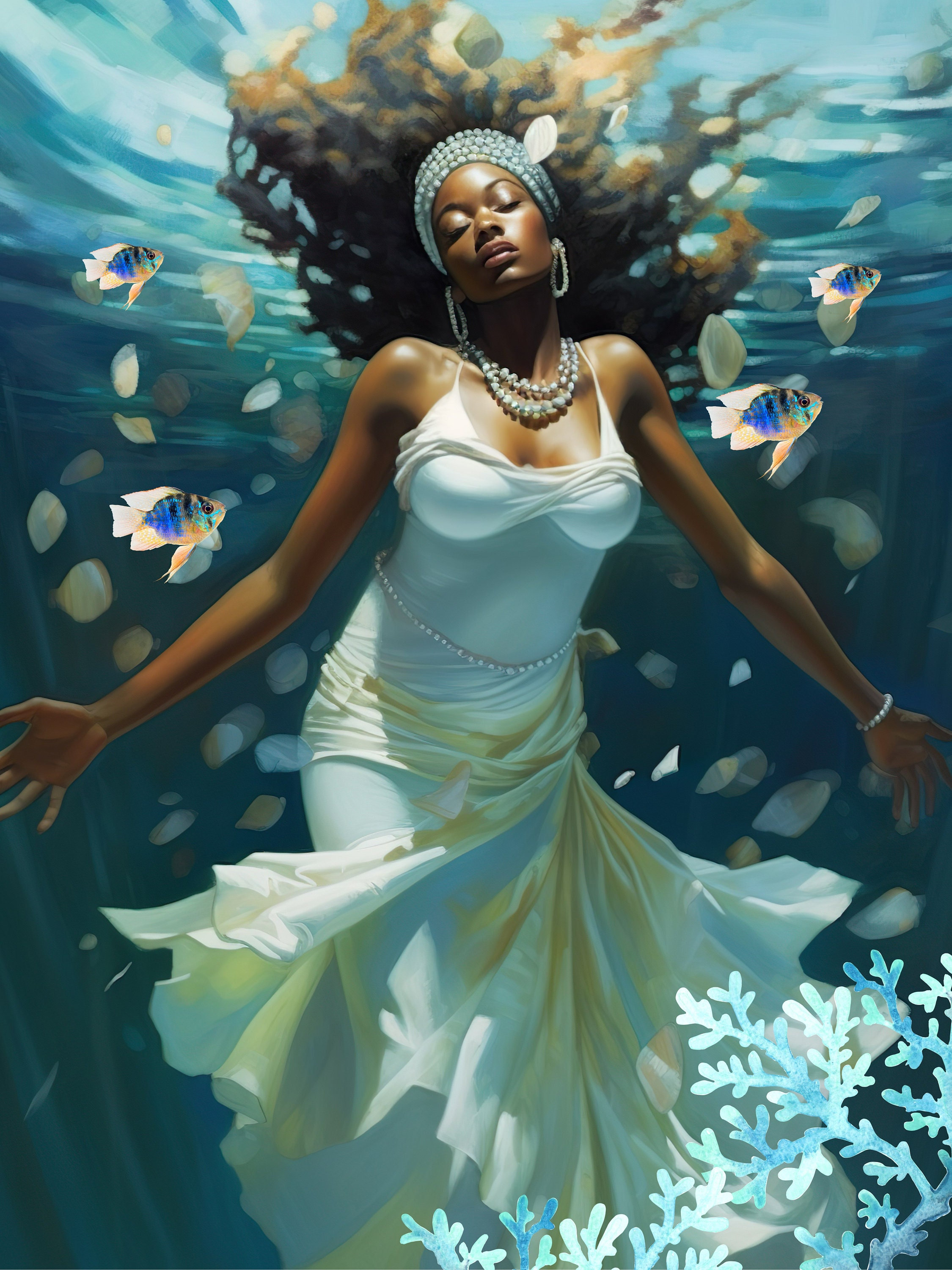 Orisha Yemaya V.2, African Orisha Art, Yemoja, River, Ocean Goddess Art ...