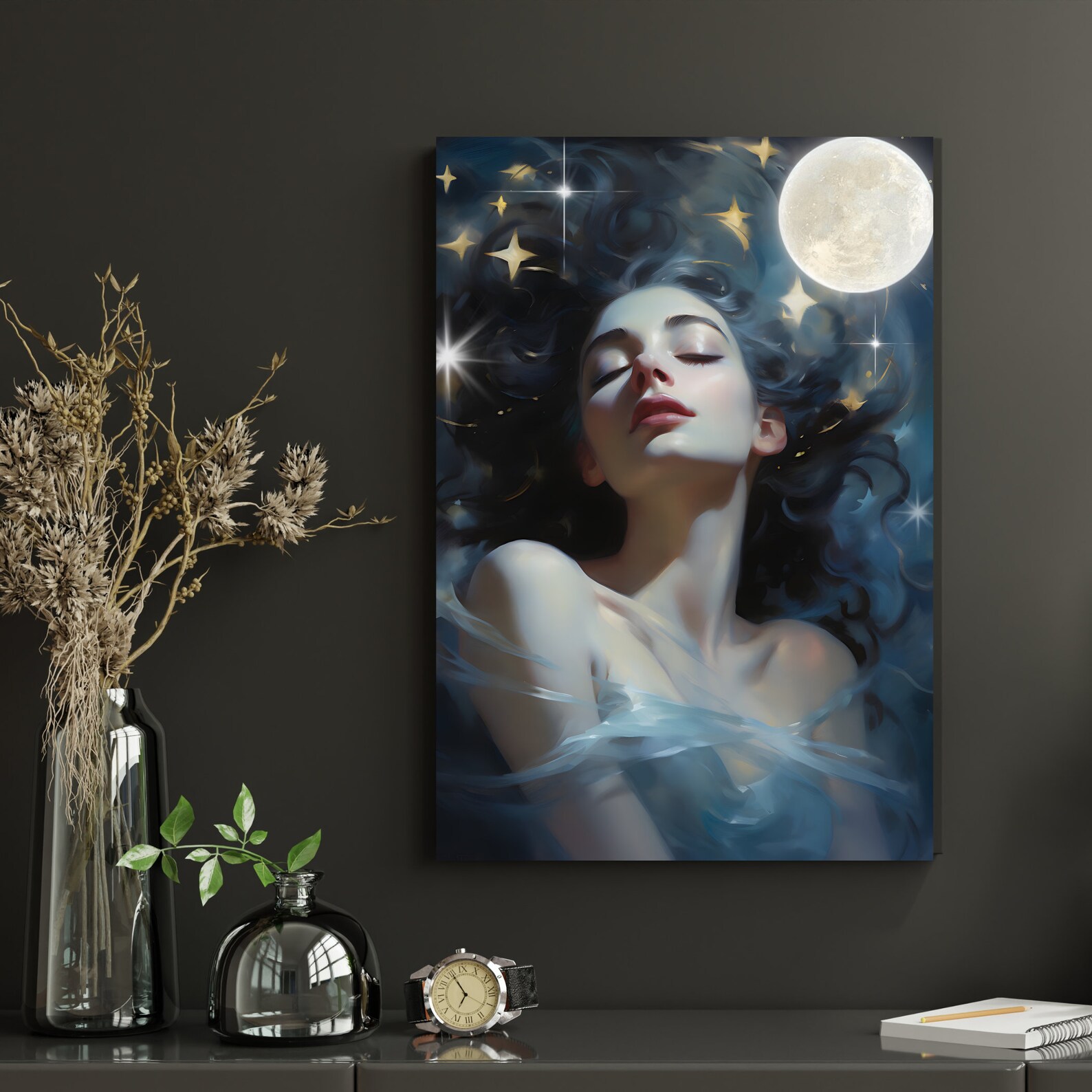 Moon Goddess Art Print: Lunar Celestial Wall Decor (digital Download ...