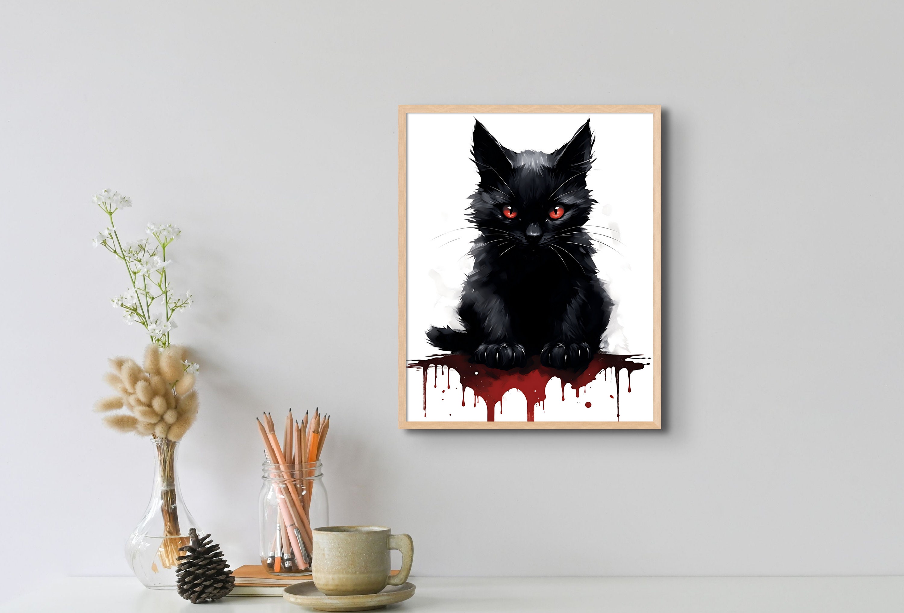 Scary Kitten Halloween Art, demon Kitty Evil, Cute Scary Cat, Halloween ...