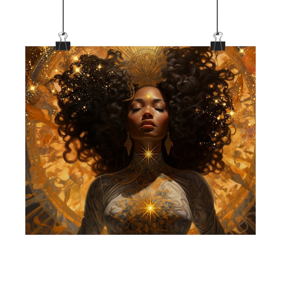 Divine Feminine Art, Black Melanin Goddess Chakra Art, Black Woman ...