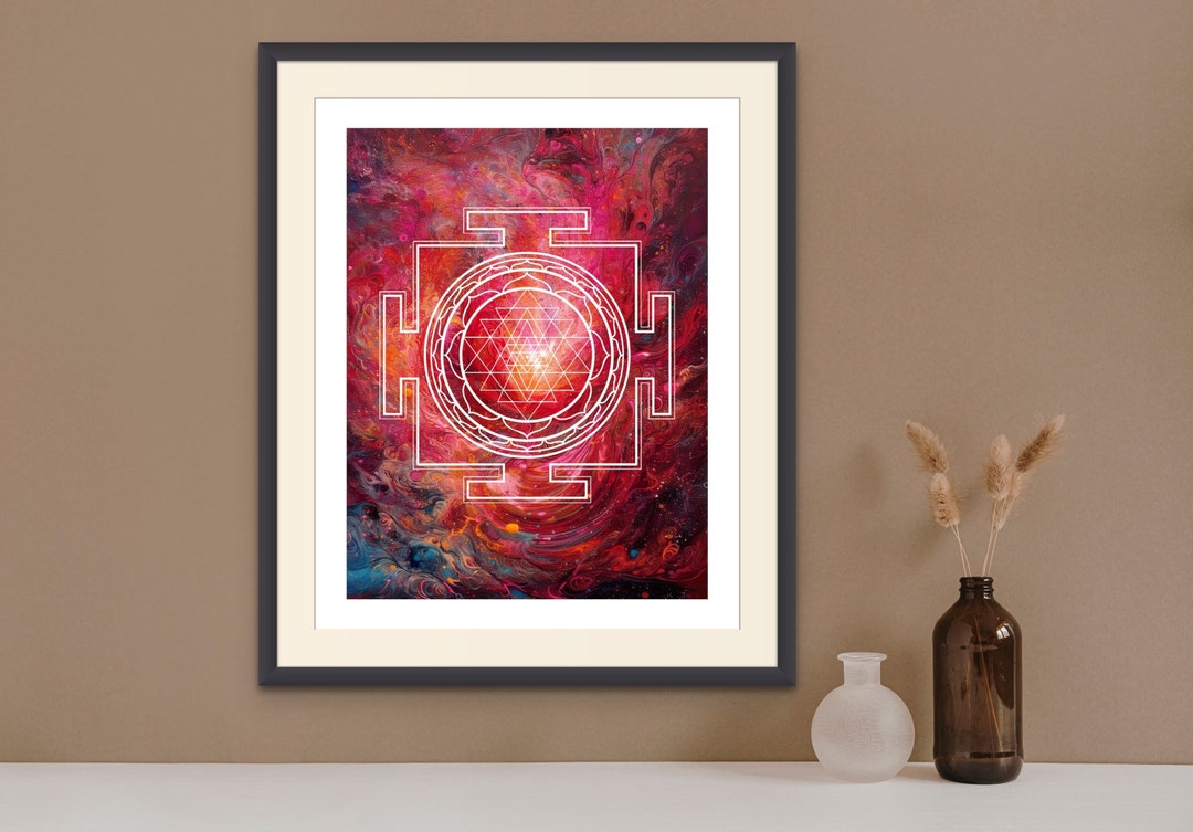 Sri Yantra Art Print: Red Sacred Geometry, Yoga Decor (digital Download ...