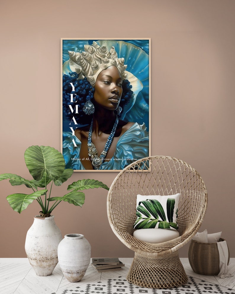 Goddess Yemaya Art Print: African Orisha Yemoja, Spiritual Wall Decor ...