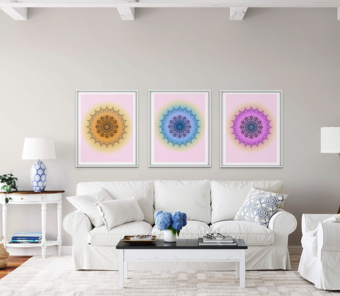 Aura Mandala Print Set: Spiritual Gradient Wall Art (digital Download ...