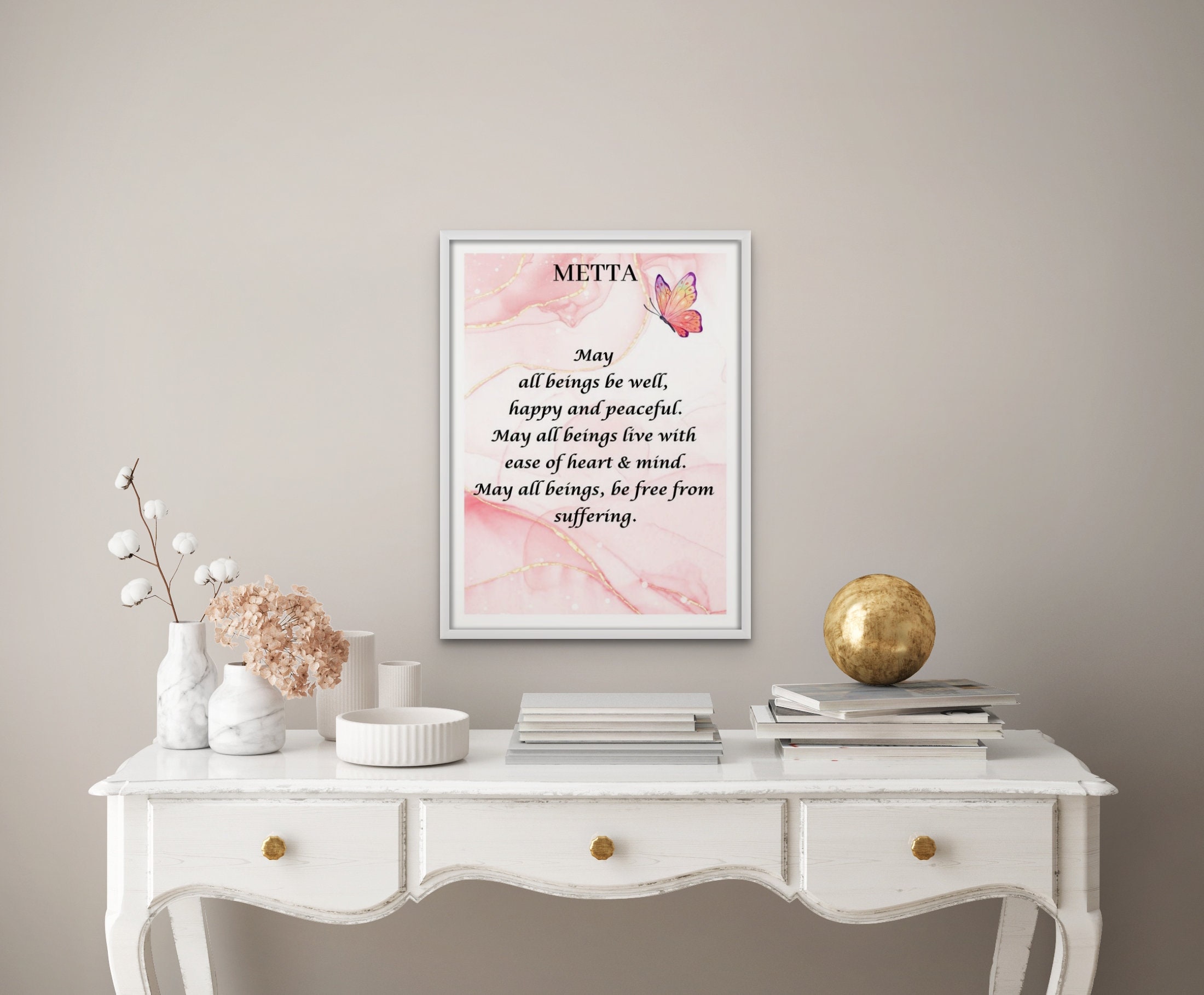 Metta Prayer Loving Kindness Print Buddhist Quotepink - Etsy