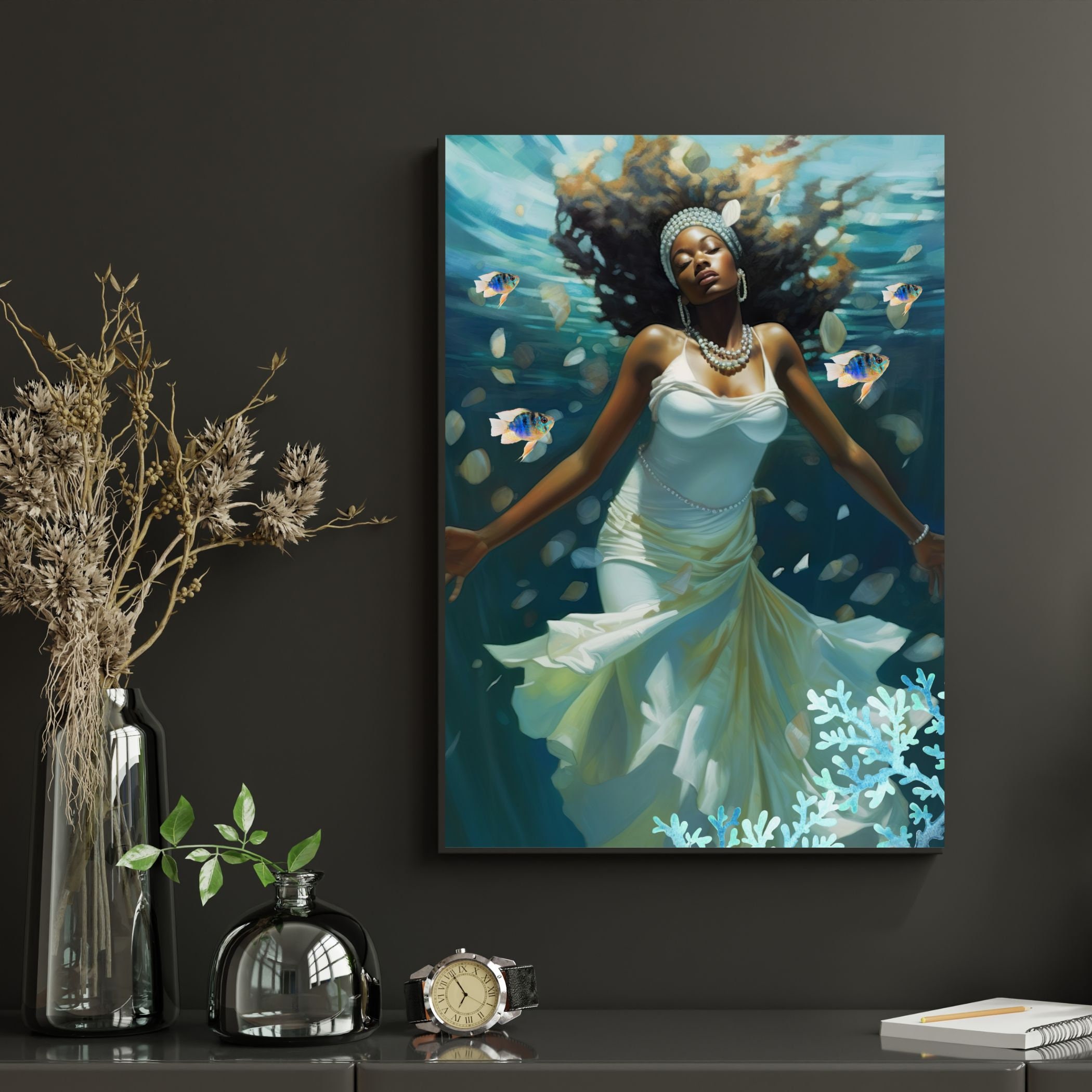 Orisha Yemaya V.2, African Orisha Art, Yemoja, River, Ocean Goddess Art ...