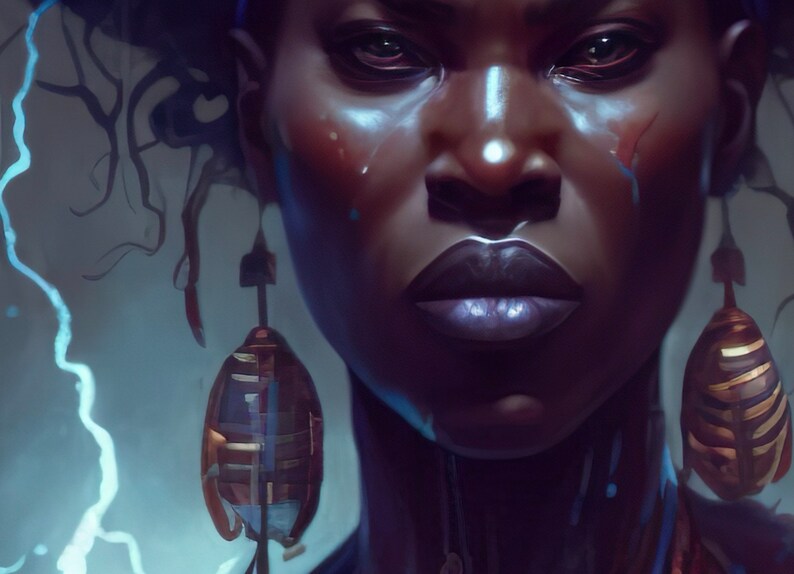 Goddess Oya Fierce Version: Warrior Goddess, Black Art, Orisha of ...