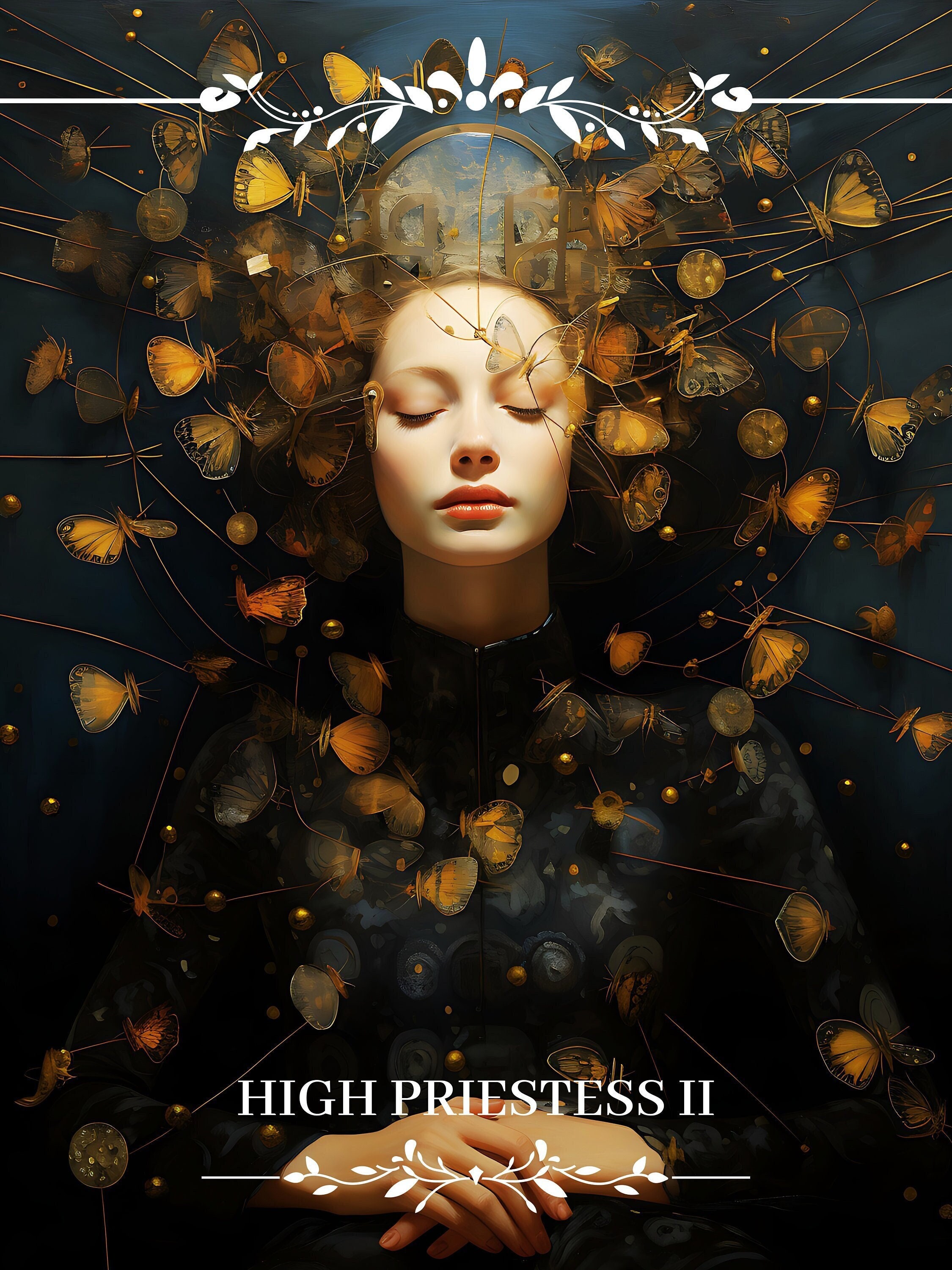 High Priestess Tarot Card Art: Mystical Woman Portrait (digital ...