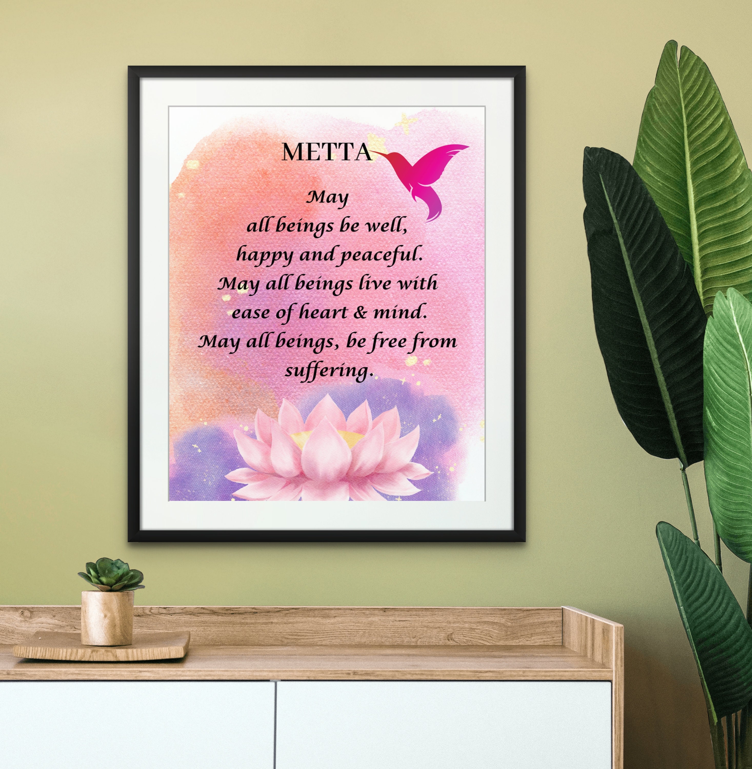Metta V.1 Pink Loving Kindness Print Buddhist Quote - Etsy
