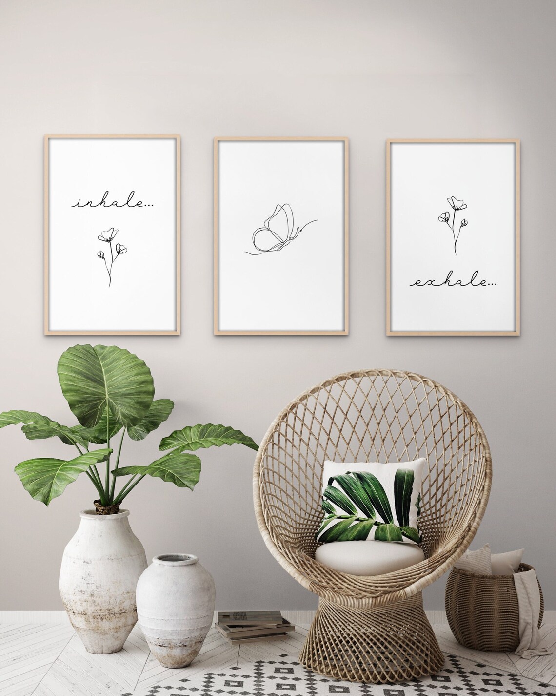Inhale Exhale Butterfly Art Prints: Minimalist Line Art (digital ...