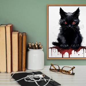 Scary Kitten Halloween Art, demon Kitty Evil, Cute Scary Cat, Halloween ...