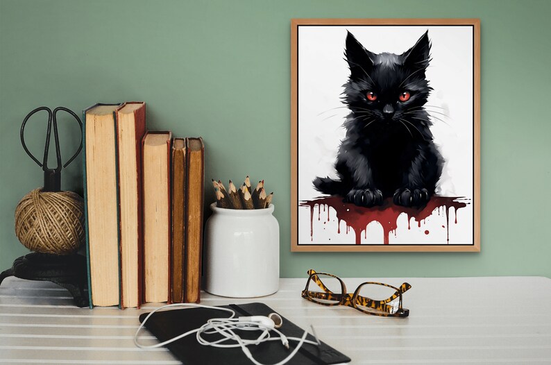 Scary Kitten Halloween Art, demon Kitty Evil, Cute Scary Cat, Halloween ...