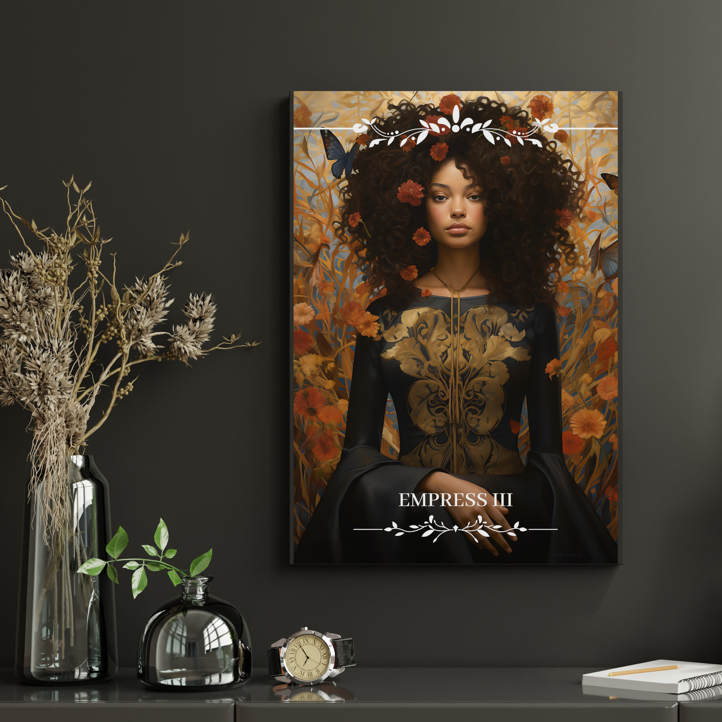 Empress Tarot Card Art Print, Tarot Art Printables, Mystical Black ...