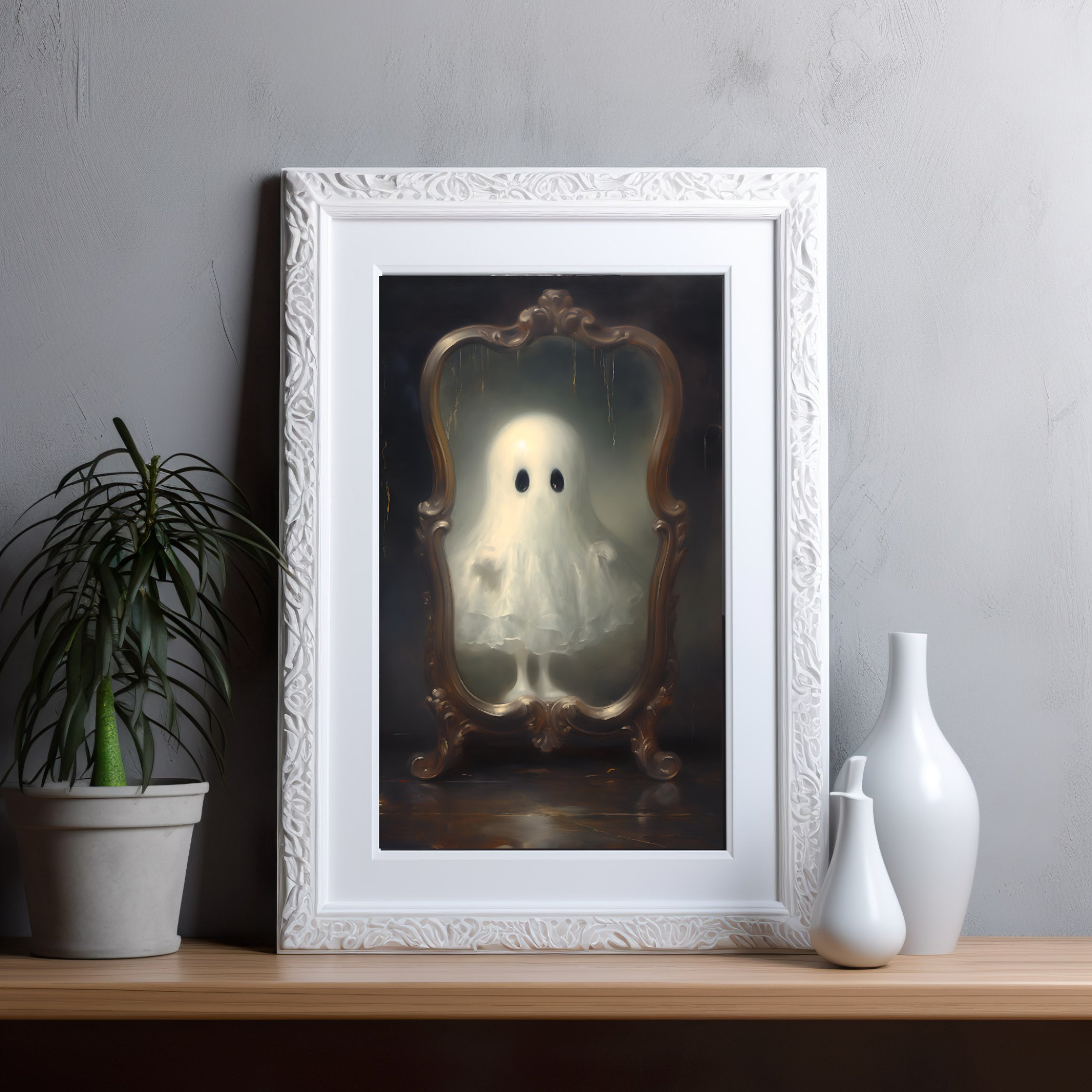 Haunted Mirror Baby Girl Ghost in Mirror Halloween Printable - Etsy
