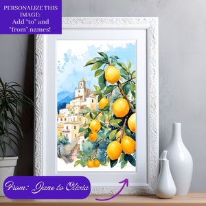 Amalfi Coast Lemon Tree Watercolor Print: Italian Seaside Art (digital ...