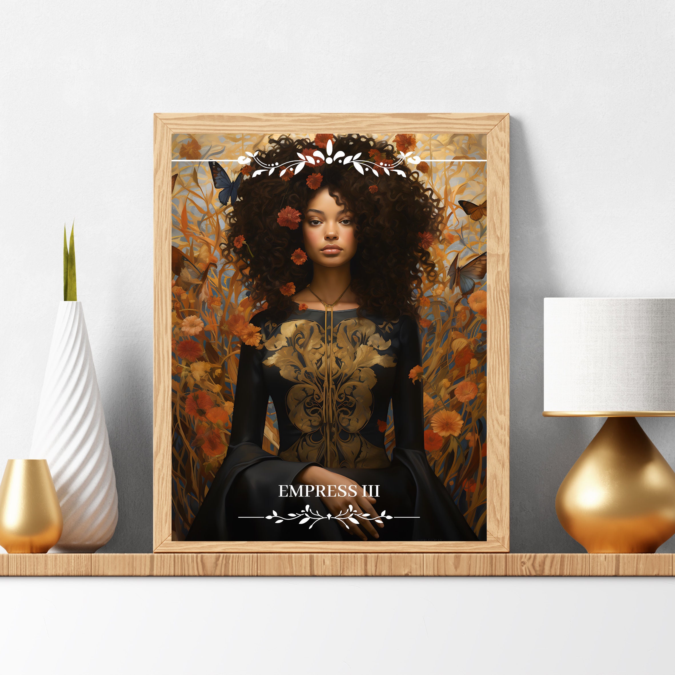 Empress Tarot Card Art Print, Tarot Art Printables, Mystical Black ...
