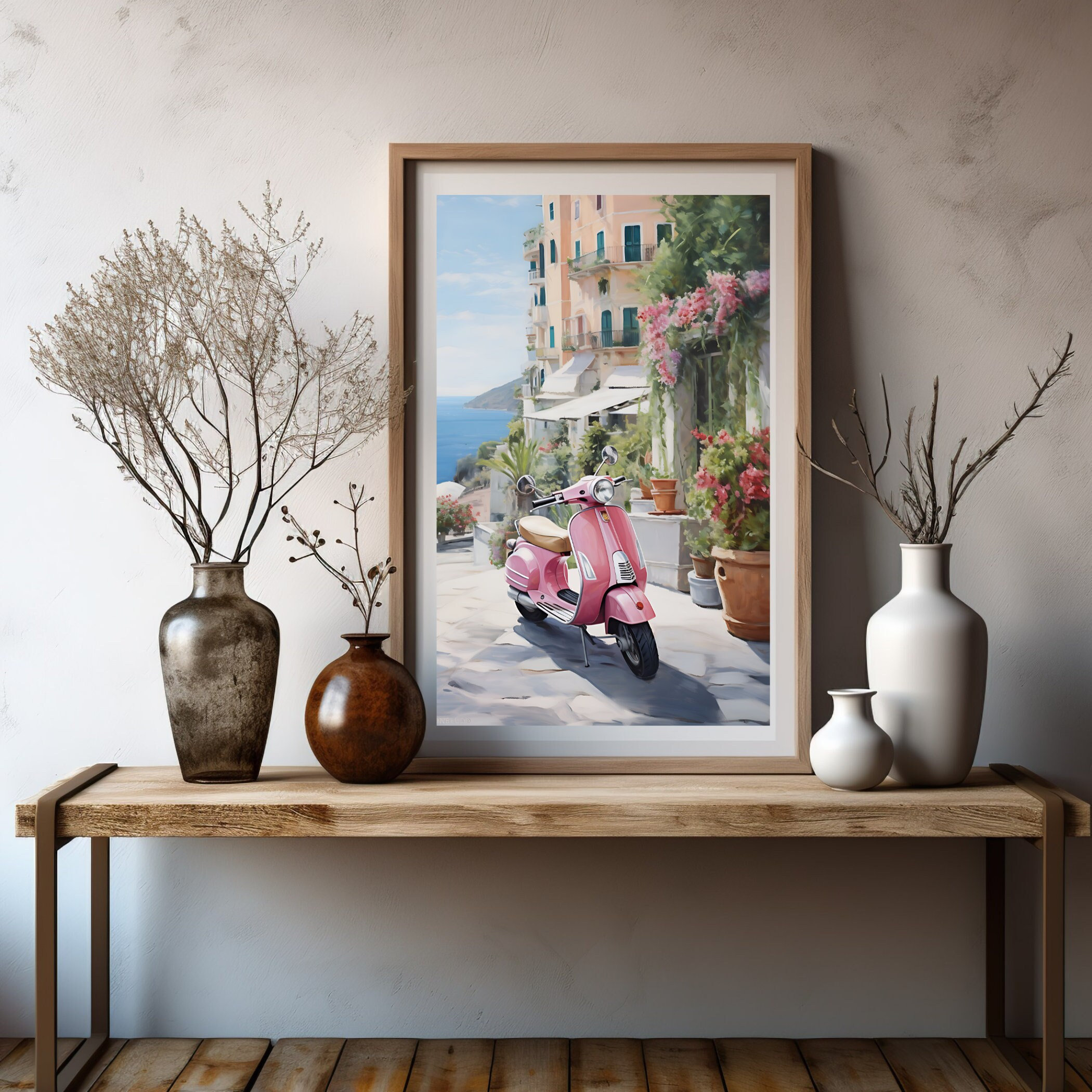Vespa Poster, Amalfi Coast Print, Italy Travel Poster, Italian Coast ...
