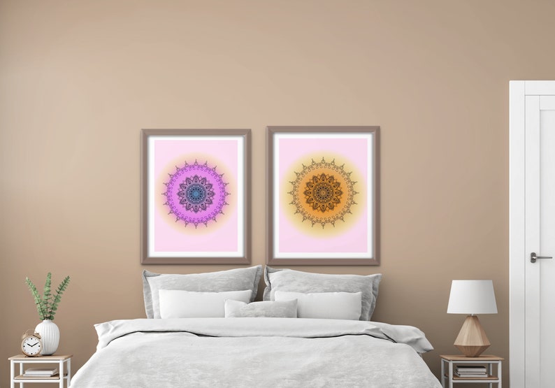 Aura Mandala Print Set: Spiritual Gradient Wall Art (digital Download ...