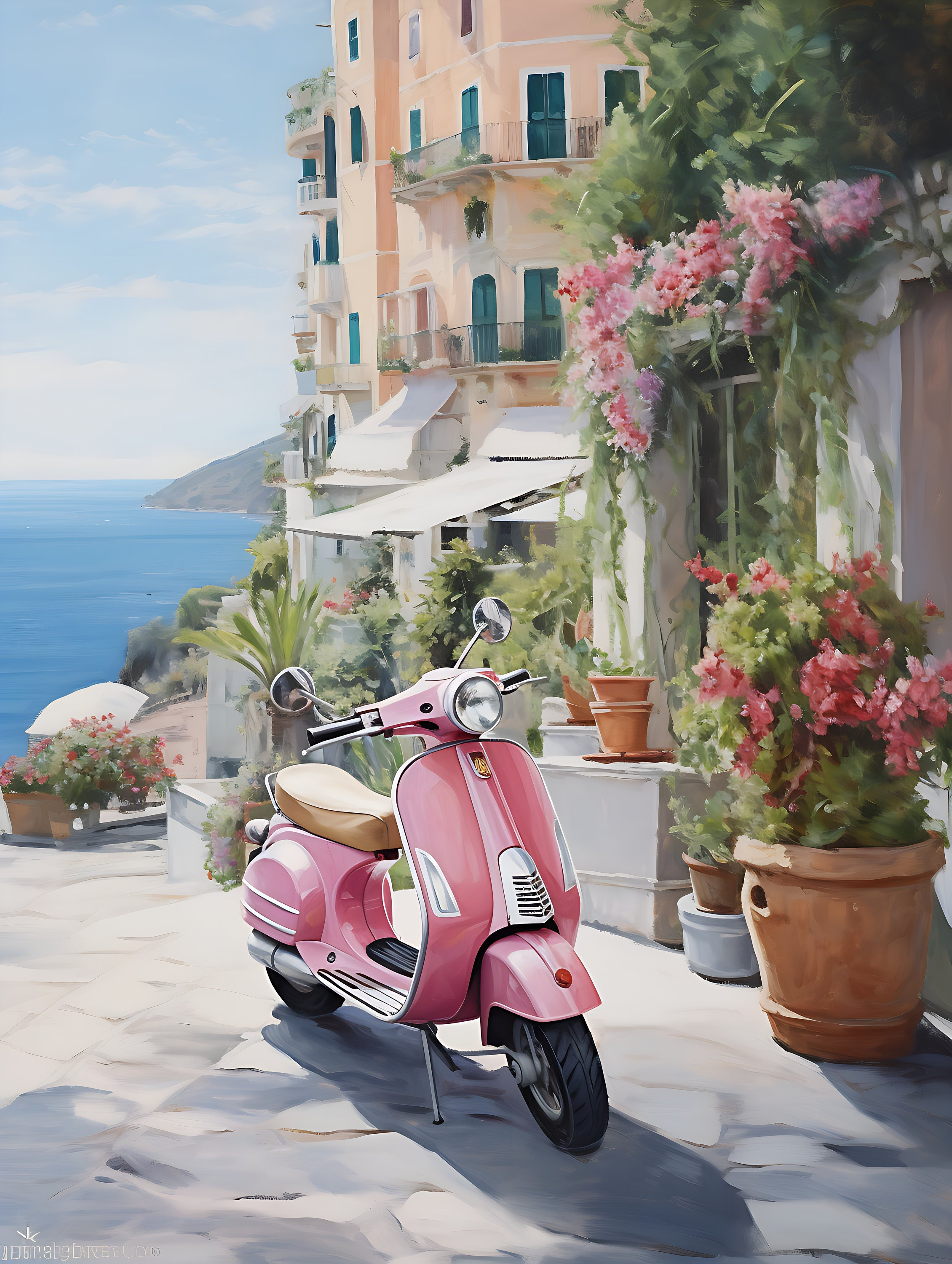 Vespa Poster, Amalfi Coast Print, Italy Travel Poster, Italian Coast ...