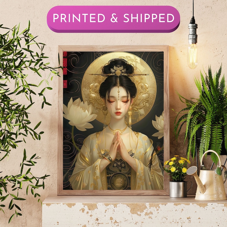 Kwan Yin Print: Asian Goddess Art, Bodhisattva of Compassion, Pretty ...