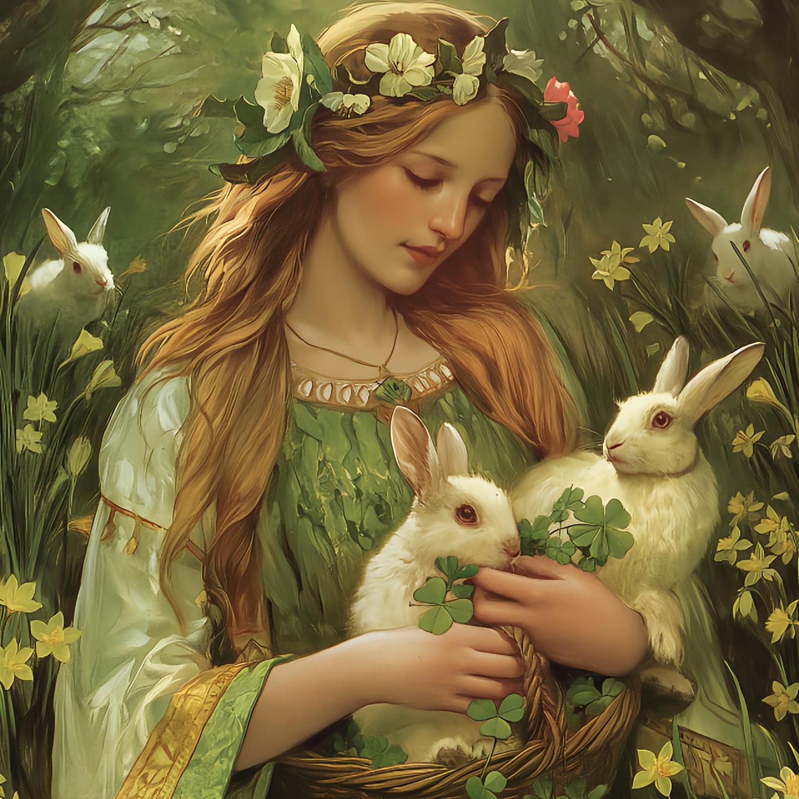 Goddess Ostara Spring Equinox Art Print: Pagan Easter Decor (digital ...