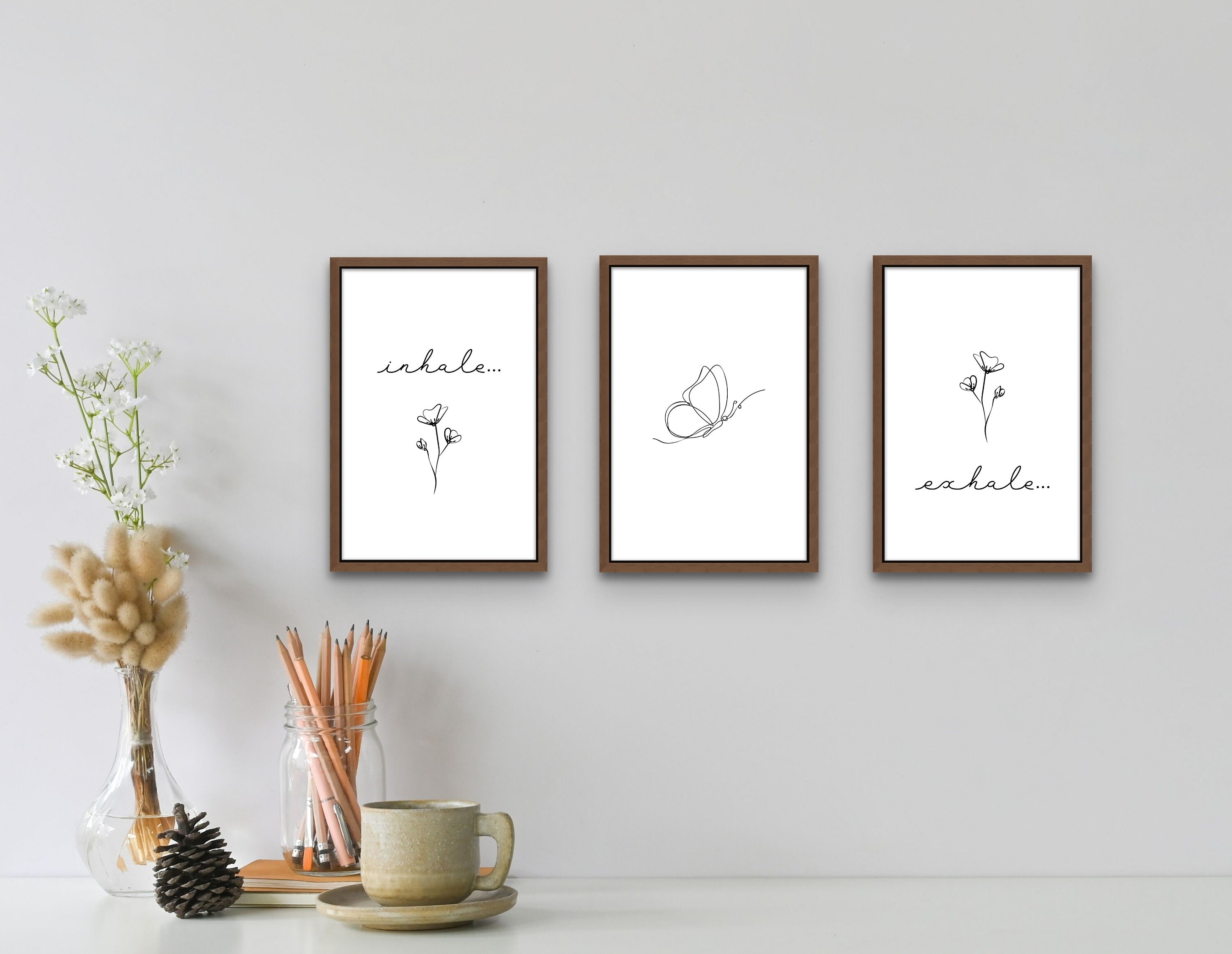 Inhale Exhale Butterfly Art Prints: Minimalist Line Art (digital ...