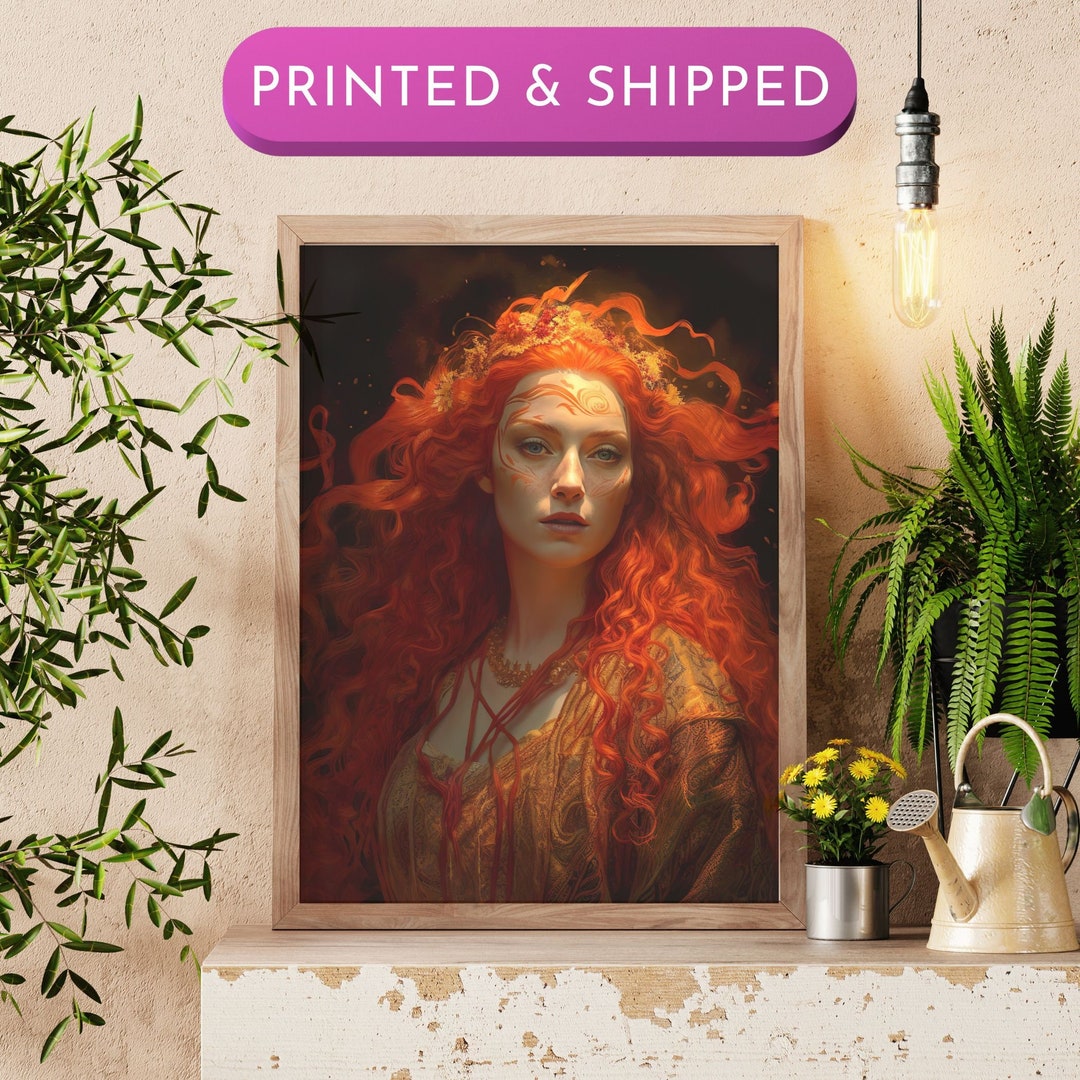 Goddess Bridgid Print "fiery Hair" | Goddess Art, Celtic Goddess ...