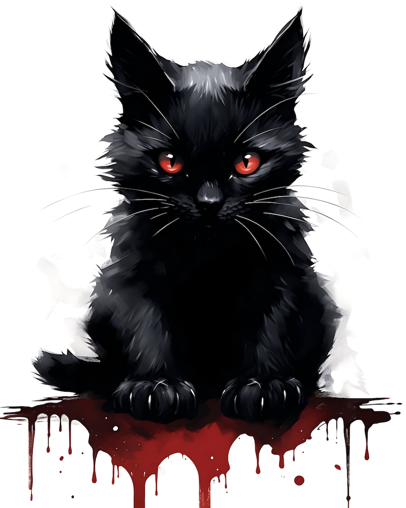 Scary Kitten Halloween Art, demon Kitty Evil, Cute Scary Cat, Halloween ...