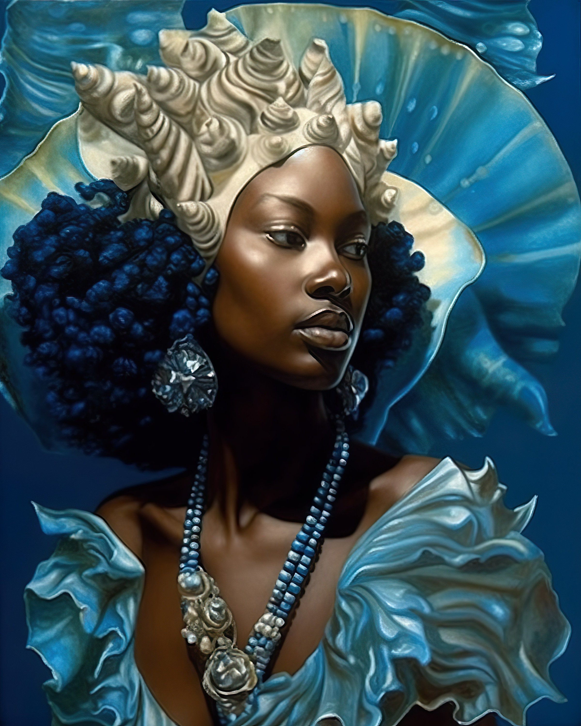 Goddess Yemaya African Orisha Yemoja Ocean Goddess Art - Etsy