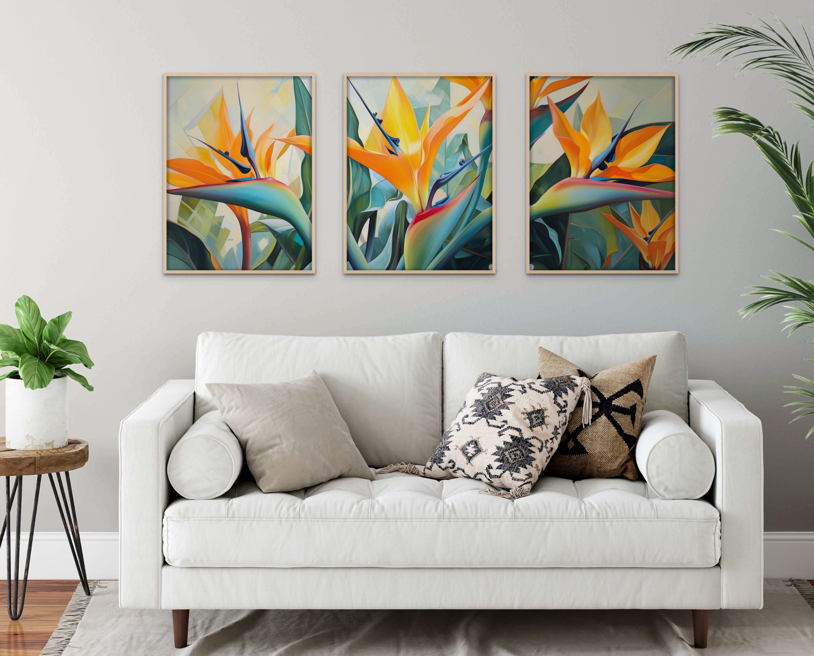 Bird of Paradise Floral Art Print Set: Tropical Triptych (digital ...