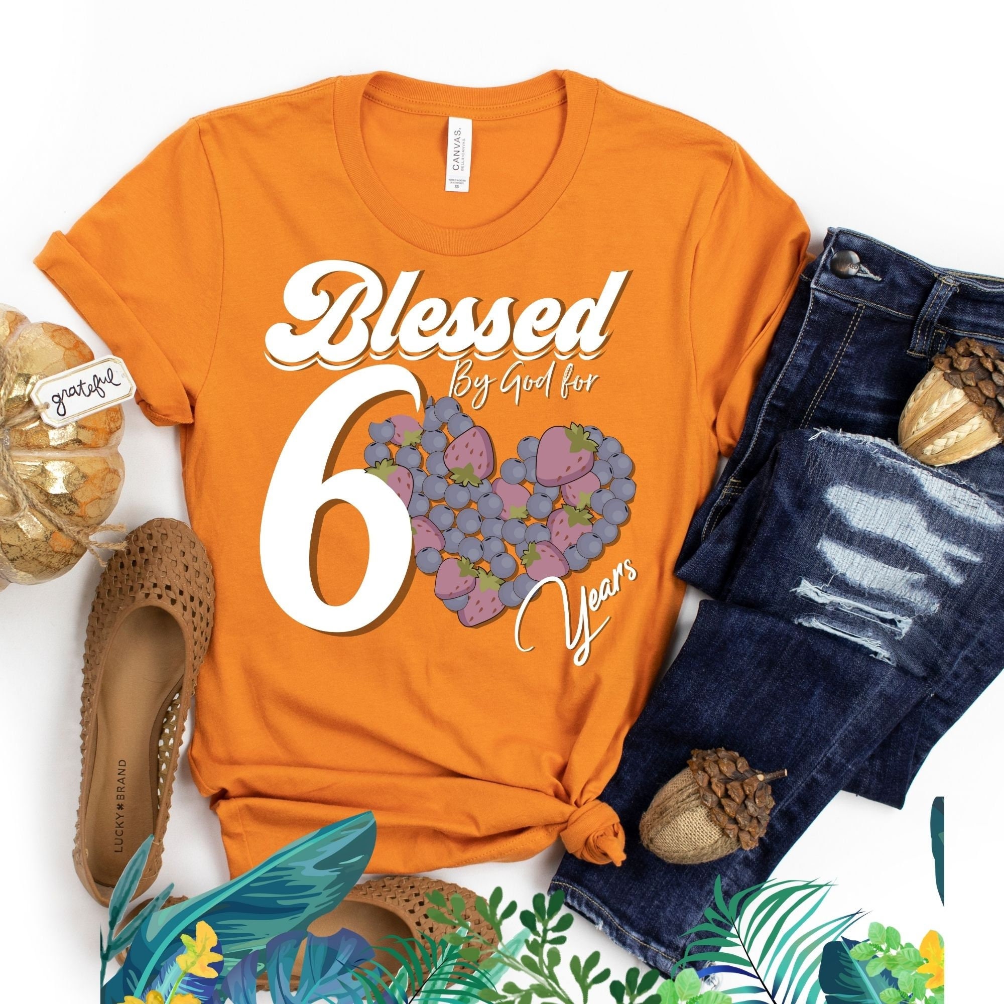 Blessed by God for 60 Years, Happy 60th Birthday Shirt, 60 Years ...