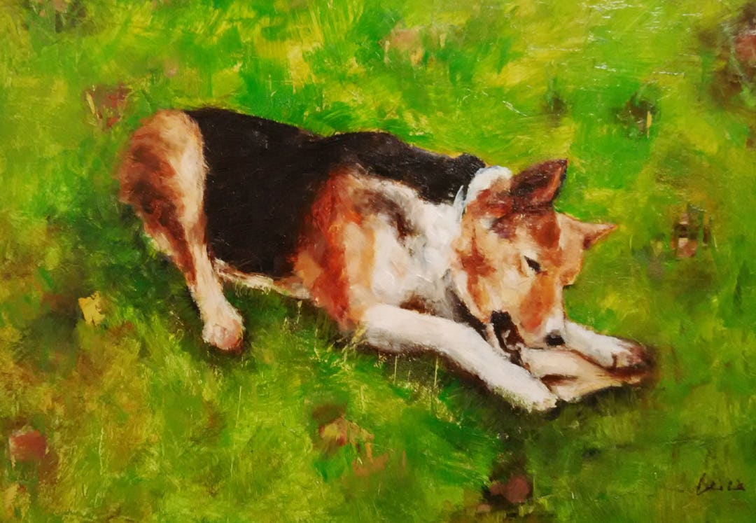 Paolo, Original Oil Painting, Dog Oil Portrait Painting, Animal Art ...