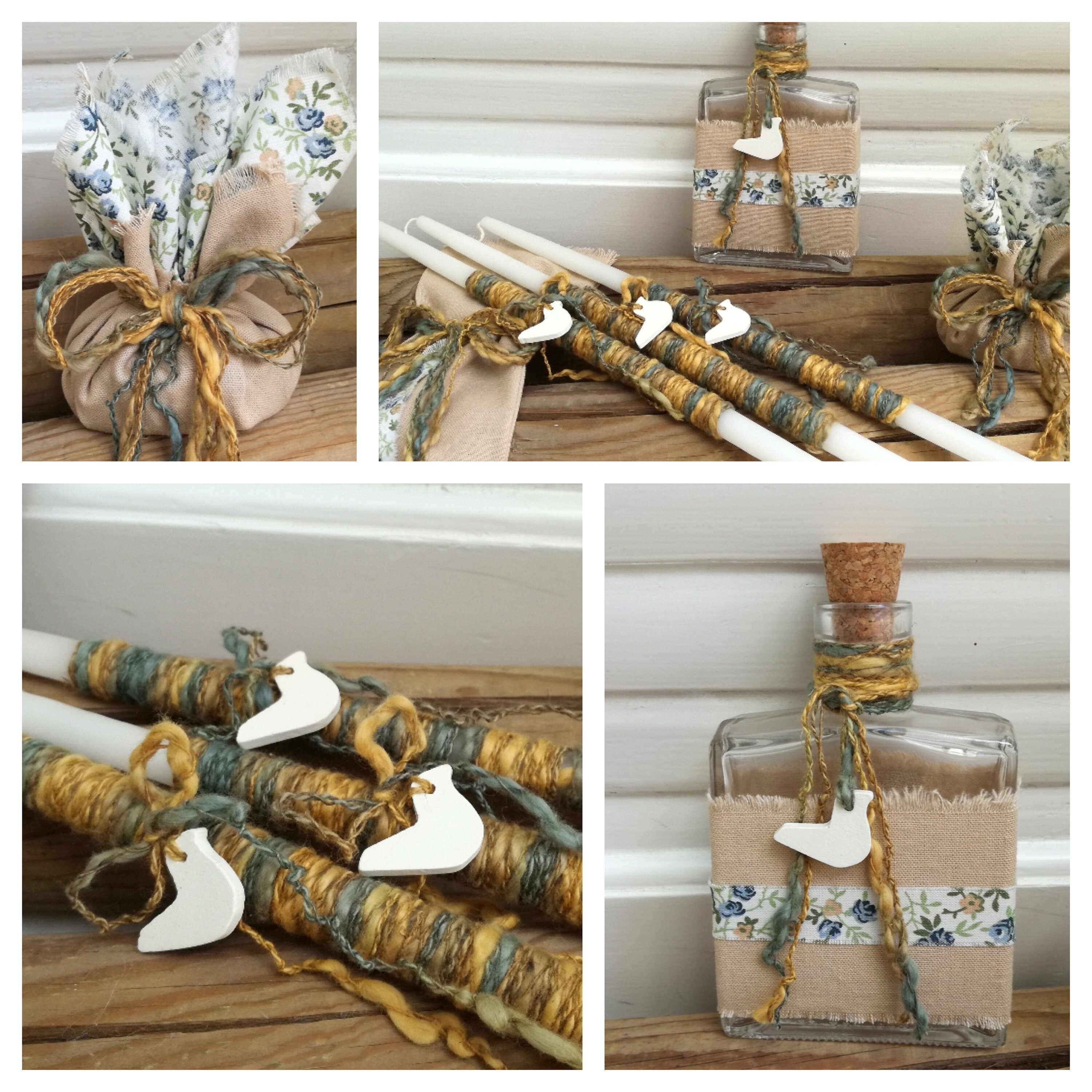 Handmade Bird Greek Orthodox Christening Set: Baptism Candle, Keepsake ...