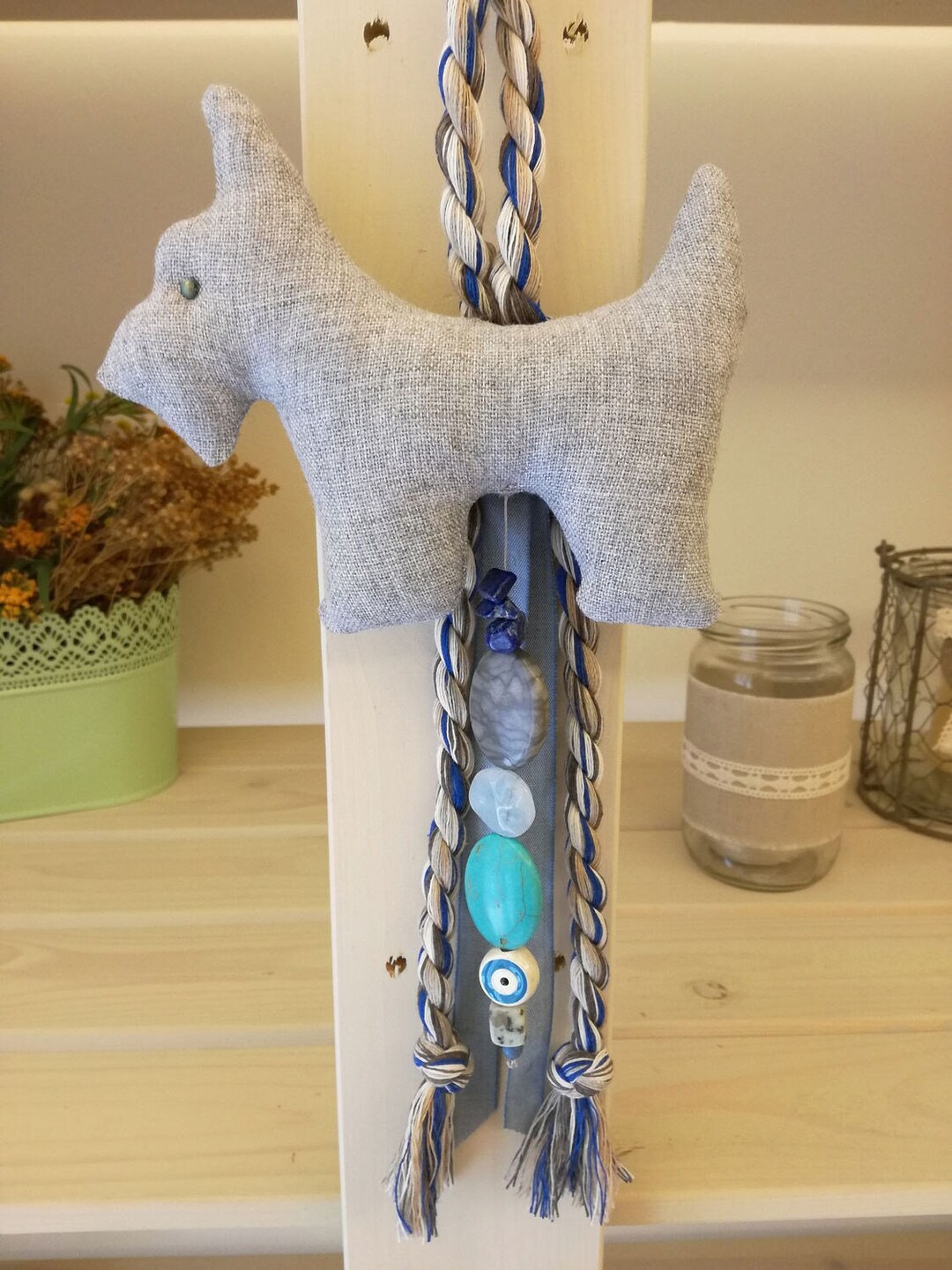 Linen Scottish Dog Baby Lucky Charm: Evil Eye Protection Nursery Decor ...