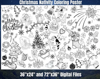Giant Christmas Coloring Poster, Holiday Coloring Page, Gift for Kids ...
