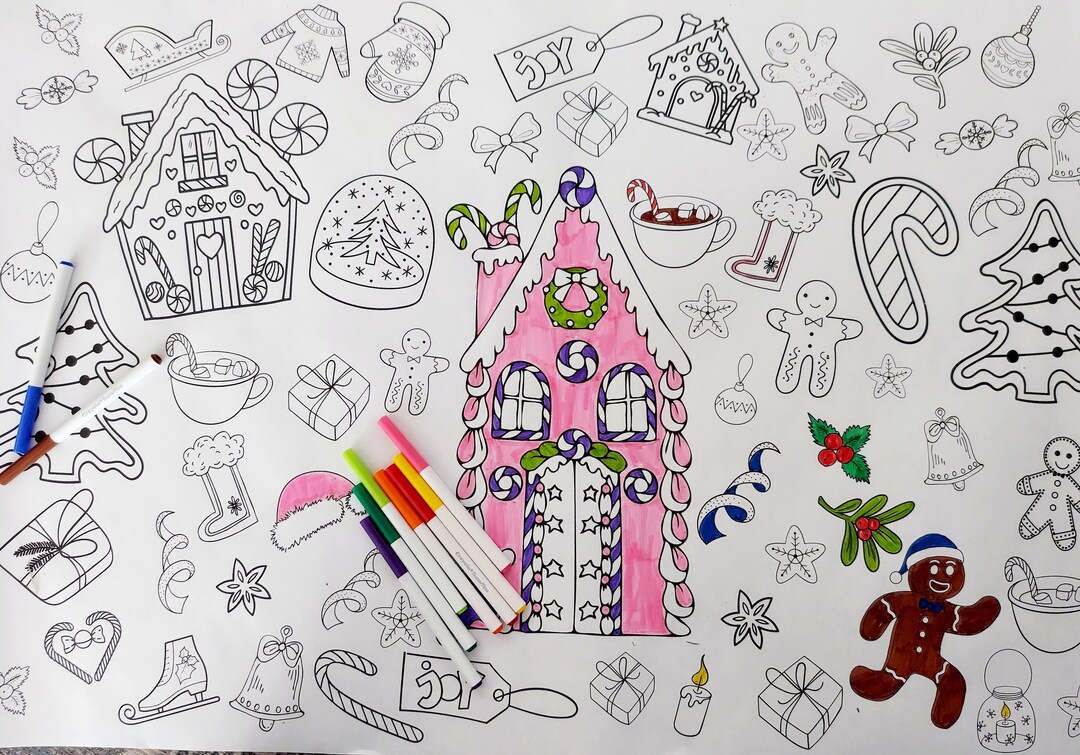 GIANT Christmas Coloring Poster 36x24 Digital - Etsy