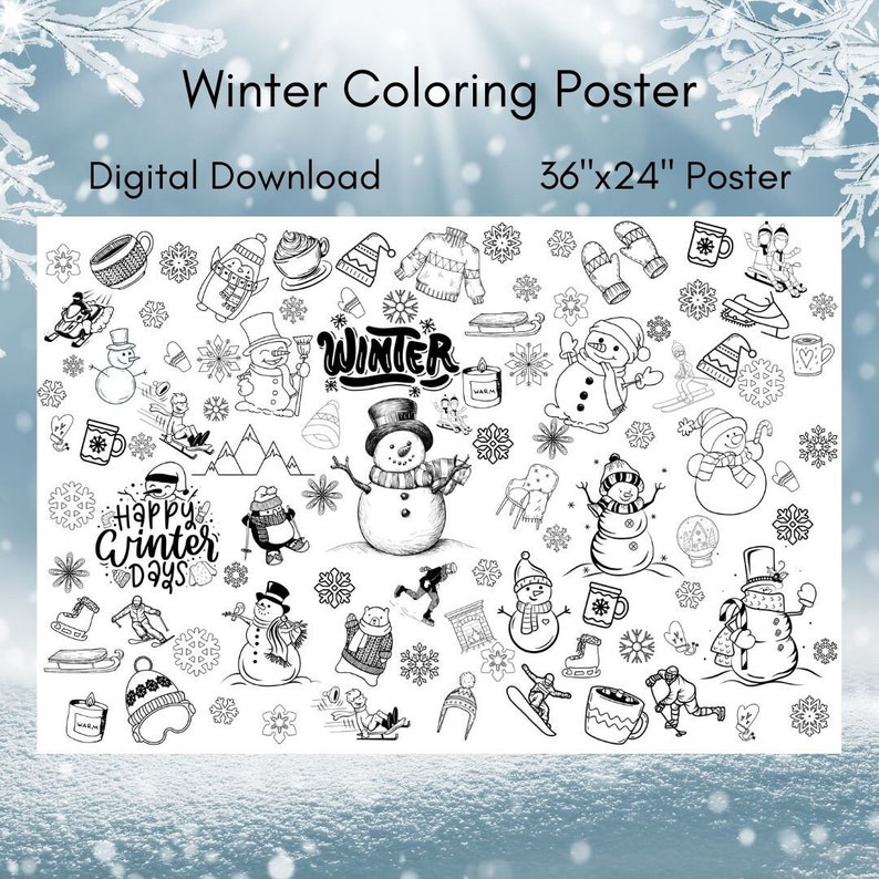 GIANT Winter Coloring Poster - Etsy