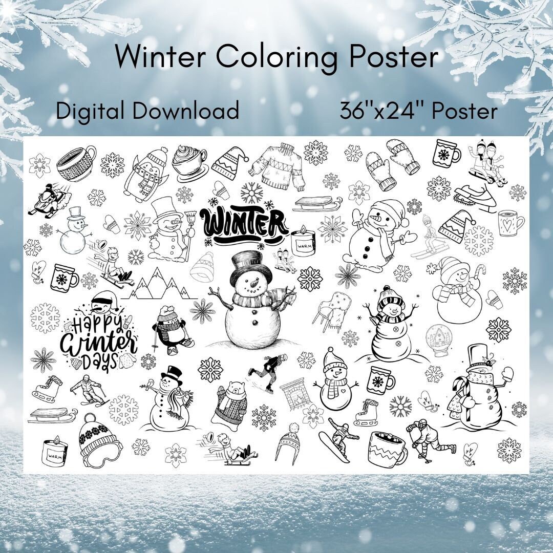 GIANT Winter Coloring Poster - Etsy