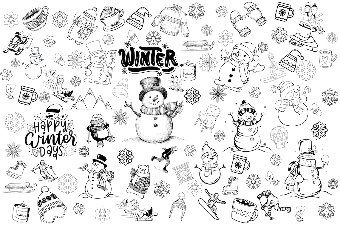 GIANT Winter Coloring Poster - Etsy