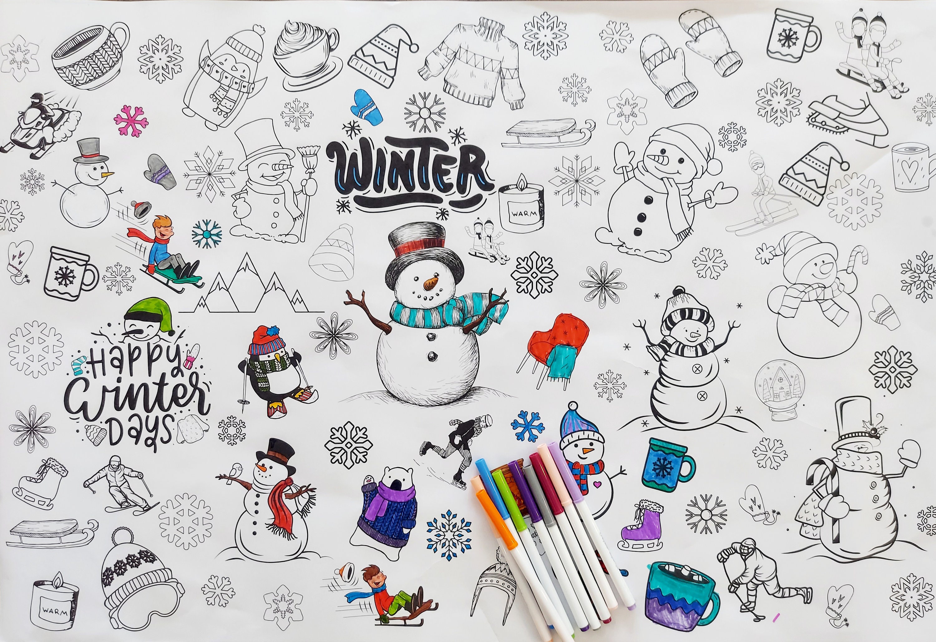 GIANT Winter Coloring Poster - Etsy