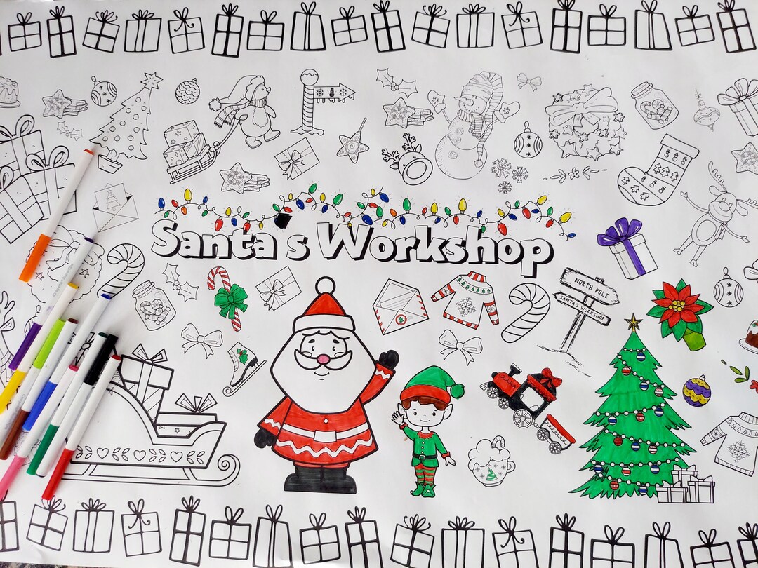 GIANT Christmas Coloring Poster - Etsy