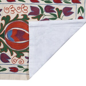 Silk Hand Embroidered Table Runner, Tulip Design Tablecloth, Suzani ...