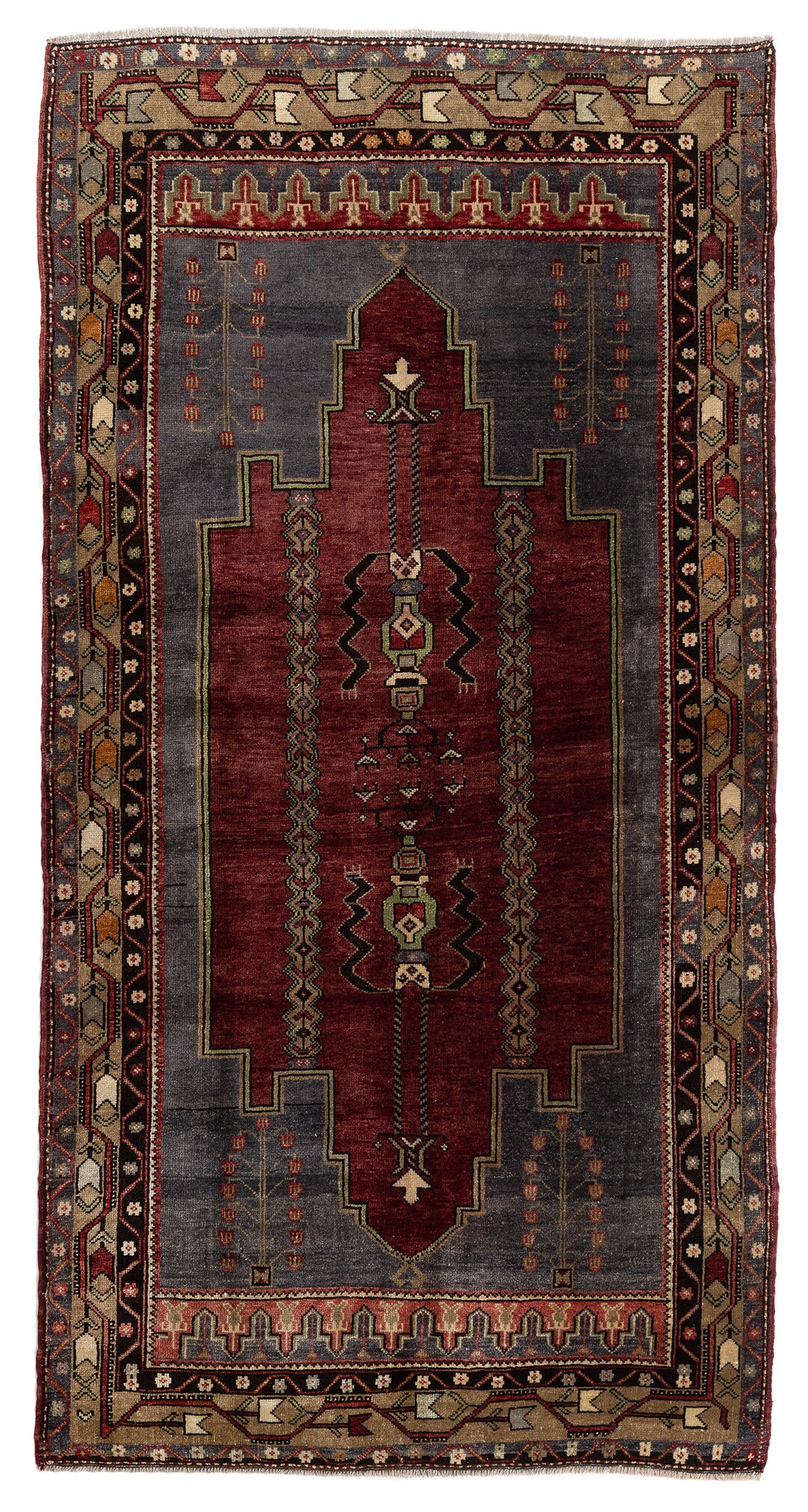 4x8 Antique Wool Carpet, Nomadic Rug, 4.2x7.7 Feet, 127x236 Cm ...