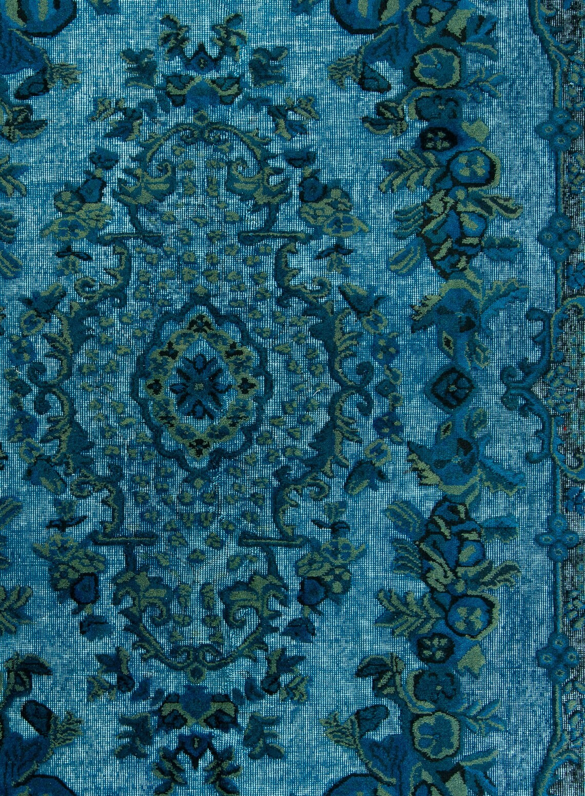 Vintage Over Dyed Hand Carved Blue Area Rug, Home Decor Rug, Color ...