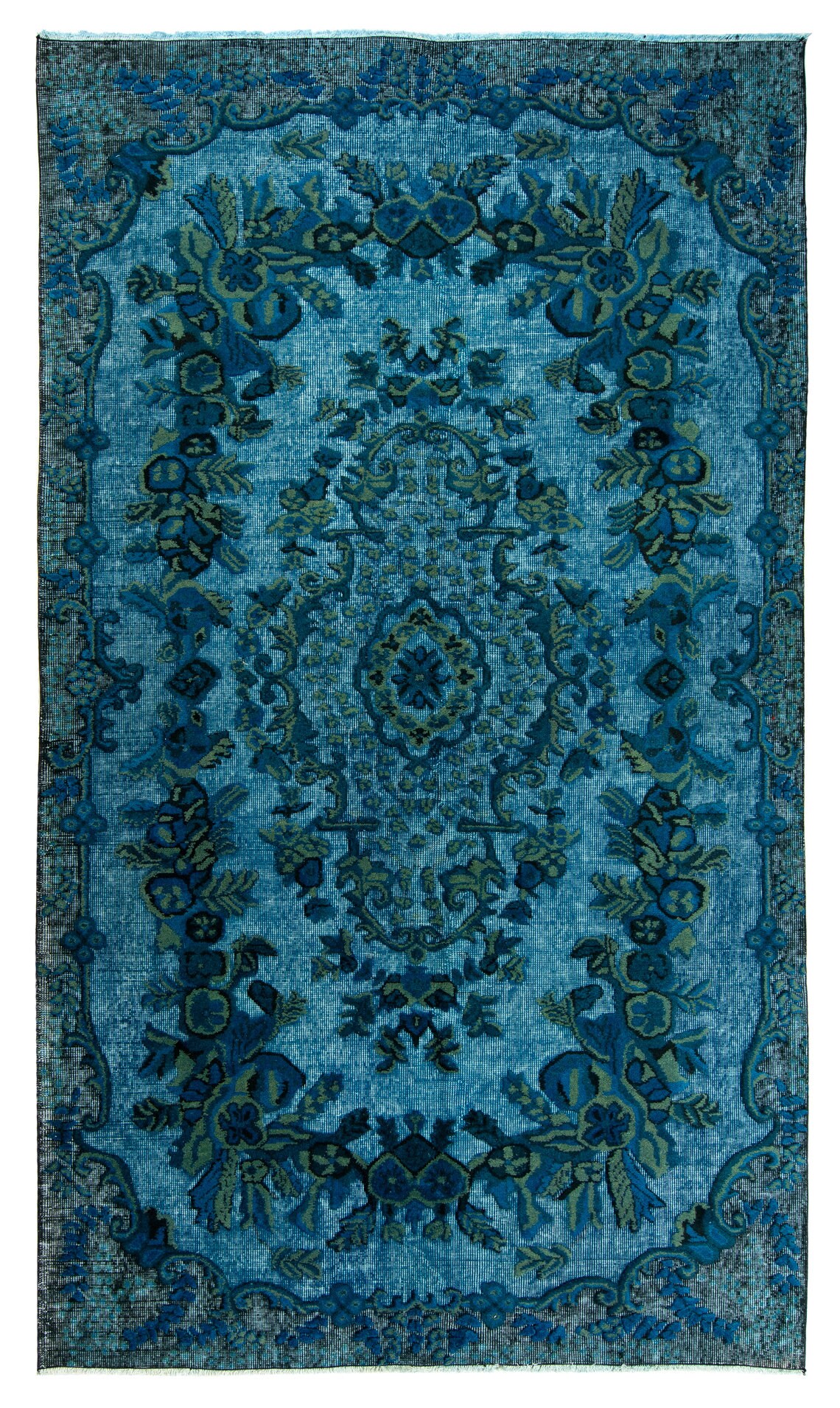 Vintage Over Dyed Hand Carved Blue Area Rug, Home Decor Rug, Color ...